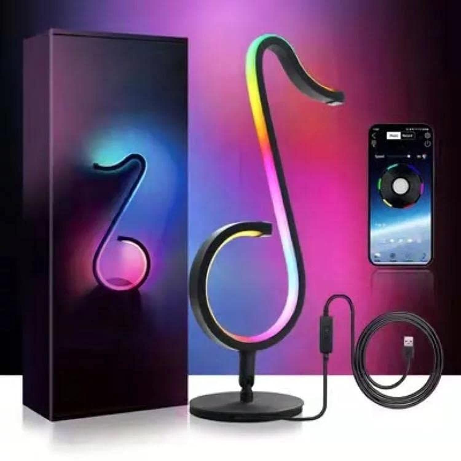 Table Lamps, RGB Symphony Desk Lamp, LED Smart Neon Lights, APP and ...