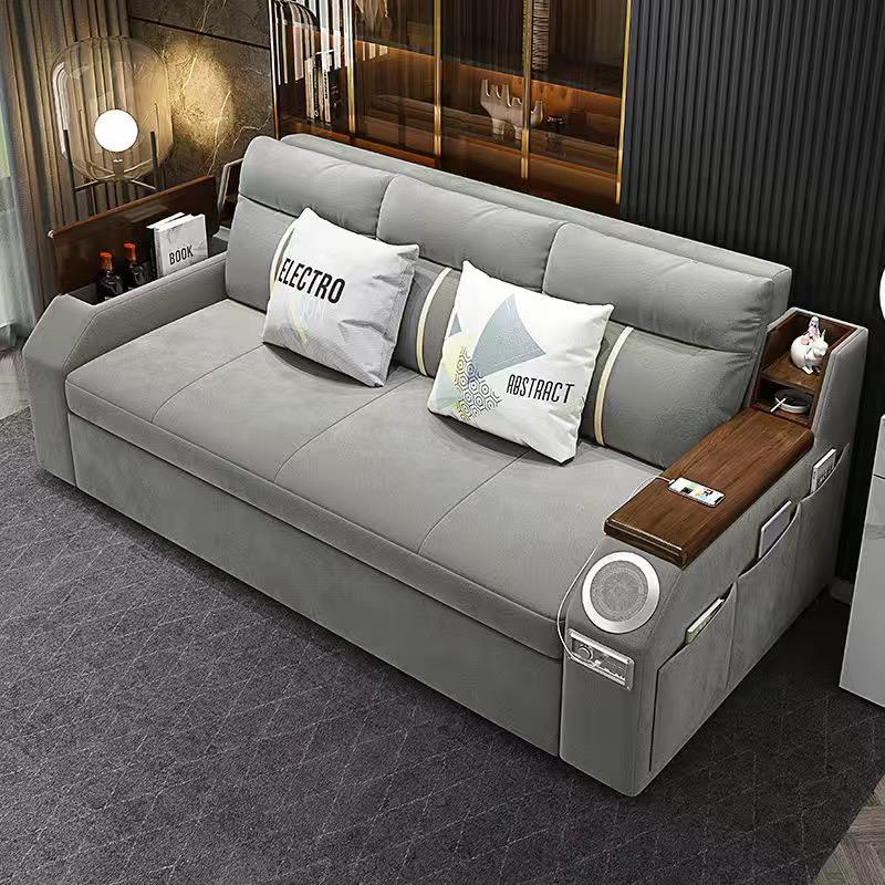Modern Extendable 2 in 1 Sofa Bed with Side Pockets, Daybed with Botto ...